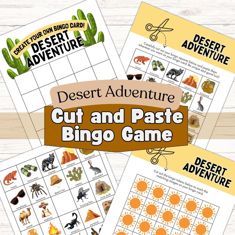 Create Your Own, Cut and Paste Bingo, Desert Adventure Story, Bingo ...