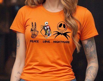 Jack Skellington Peace Love Nightmare Vintage T-shirt the - Etsy