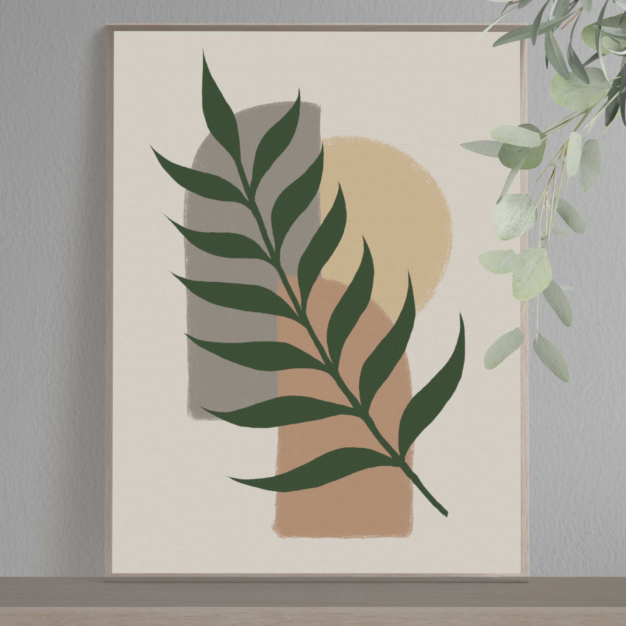 Boho Wall Art Set of 2, Boho Foliage Prints, Printable Wall Art ...