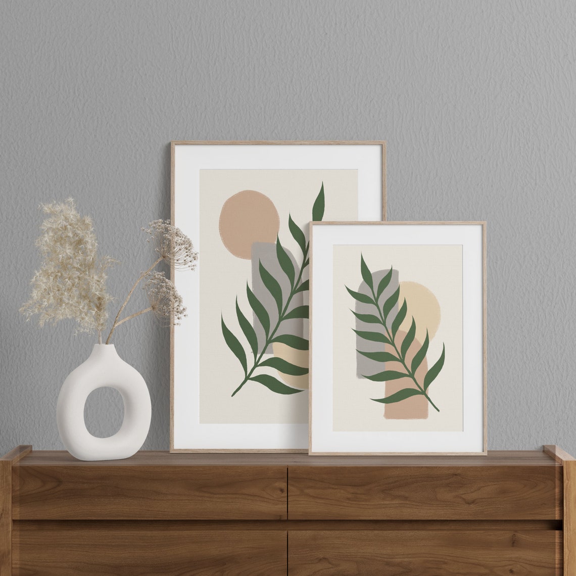 Boho Wall Art Set of 2 Boho Foliage Prints Printable Wall - Etsy
