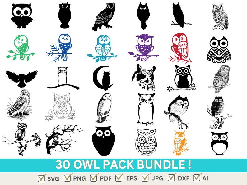 30 Printable Owl SVG File Owl Svg Owls SVG Cute Owl Svg - Etsy