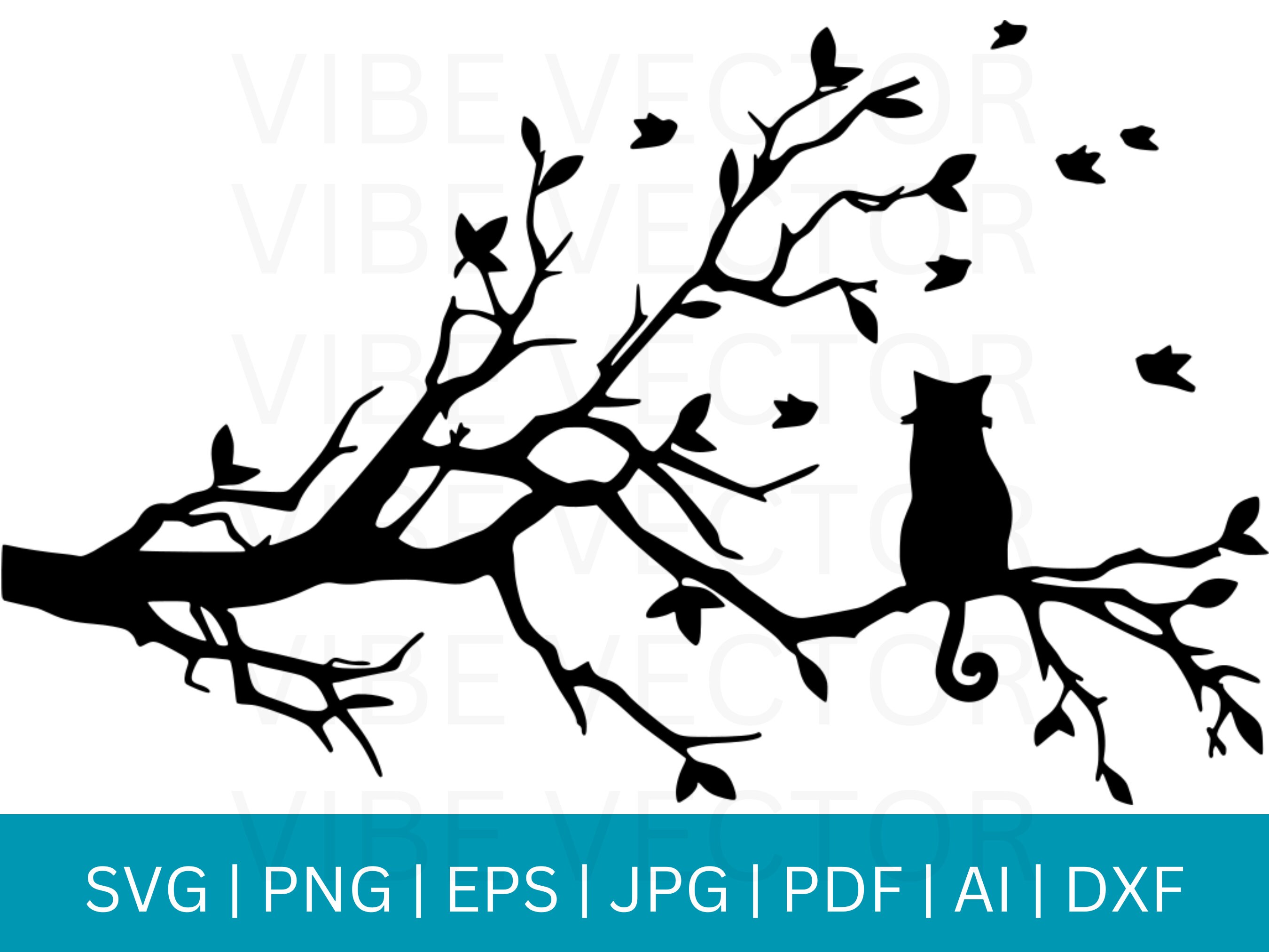Cat SVG, Cat in Tree SVG, Animal Svg, Cat Sitting Svg, Cat Lover Svg ...