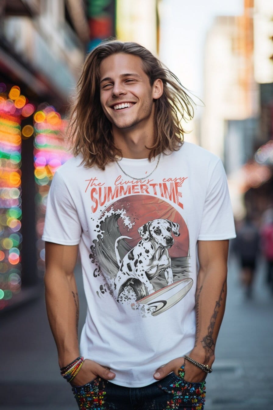 Sublime Inspired Summertime Surfs up Tshirt, Lou Dog Surfing, Sublime ...