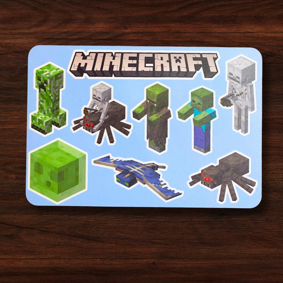 Minecraft Mobs Sheet Minecraft Decal Waterproof and Easy Peel Gamer ...