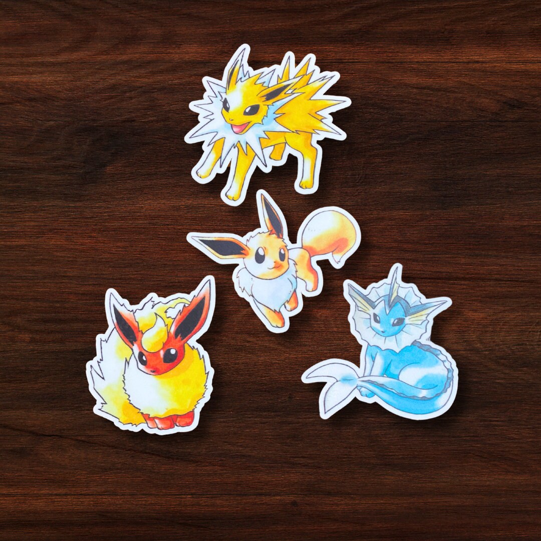 Retro Eeveelution Stickers pack of 4 Vinyl Waterproof Easy Peel ...