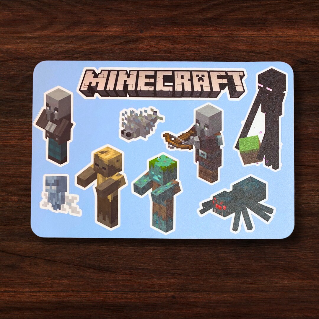 Minecraft Mobs Sheet Minecraft Decal Waterproof and Easy Peel Gamer ...