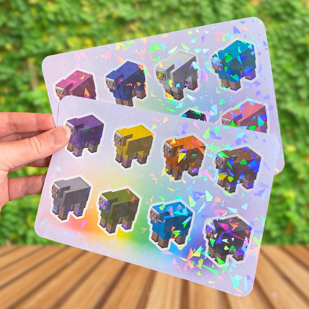 Rainbow Sheep Sticker Sheets pack of 2 Minecraft Decal Holographic ...