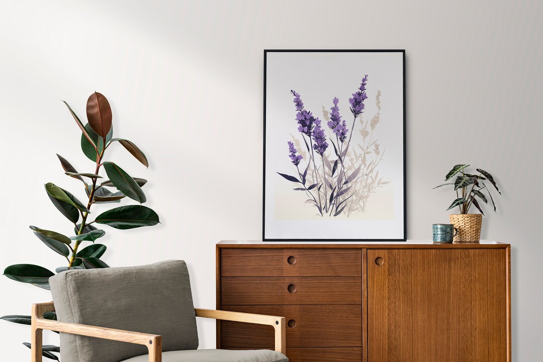 Botanical Lavender Prints, Gallery Wall Set of 4, Floral Poster ...