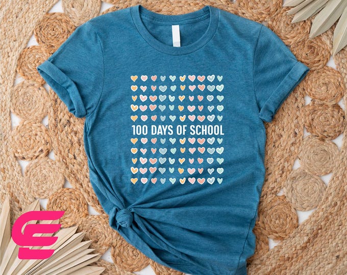 100 Days of Hearts Gift,100th Day of Loving School Shirt for Girl,women ...