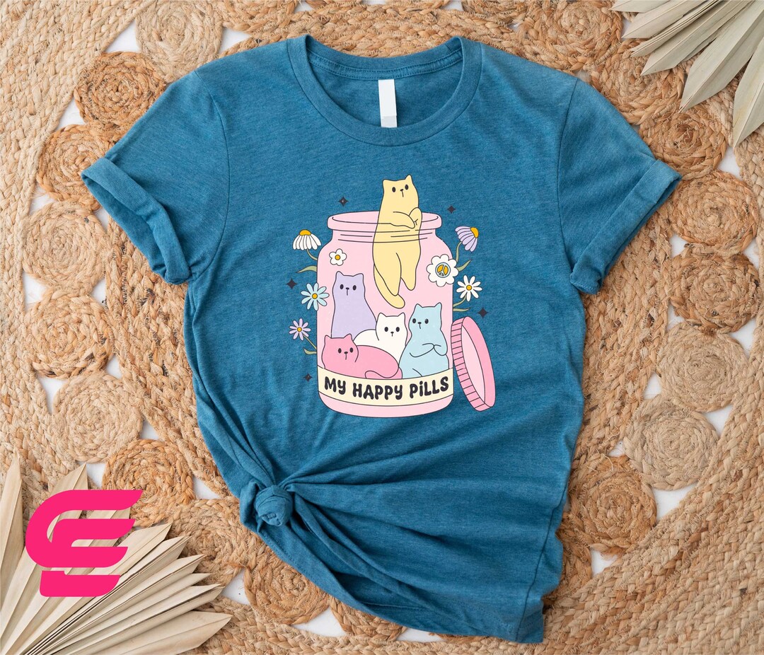 My Happy Pills Shirt,my Happy Pills Cat Shirt,cat Serotonin Shirt,mental Health Shirt,cat ...