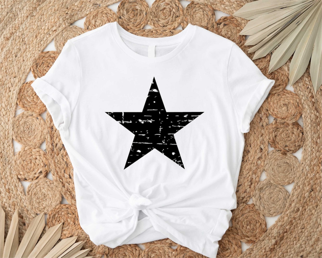 Distressed Star Shirt, White Star Shirt, Black Star, Star Shirt, Star ...