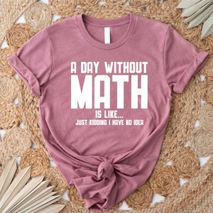 Funny Math Gift, A Day Without Math Shirt, Math Teacher Gift, Math ...