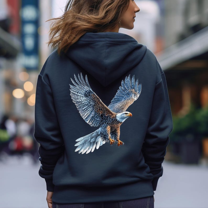 Soaring Bald Eagle Hoodie, Hooded Sweatshirt for Bird of Prey Lover ...