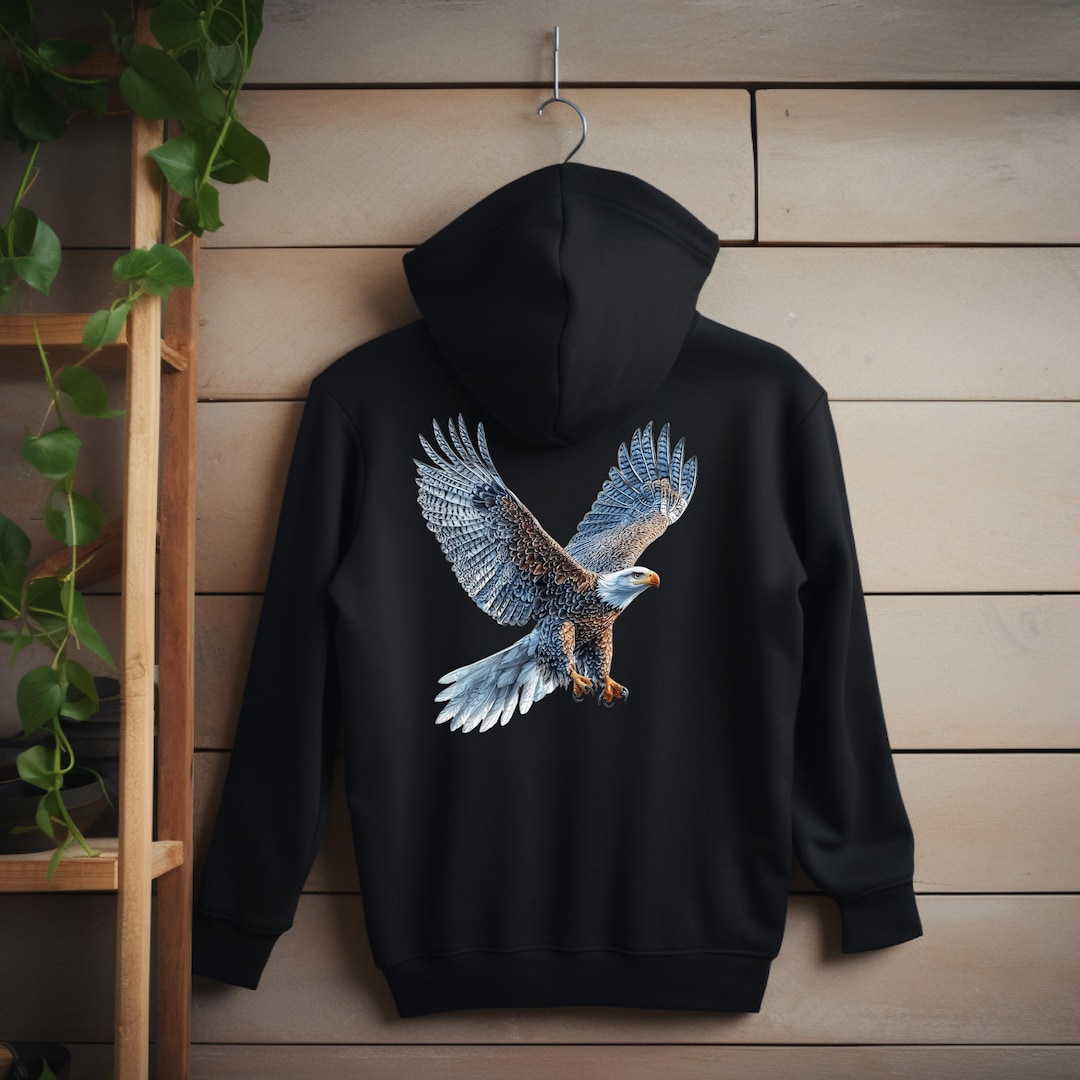 Soaring Bald Eagle Hoodie, Hooded Sweatshirt for Bird of Prey Lover ...
