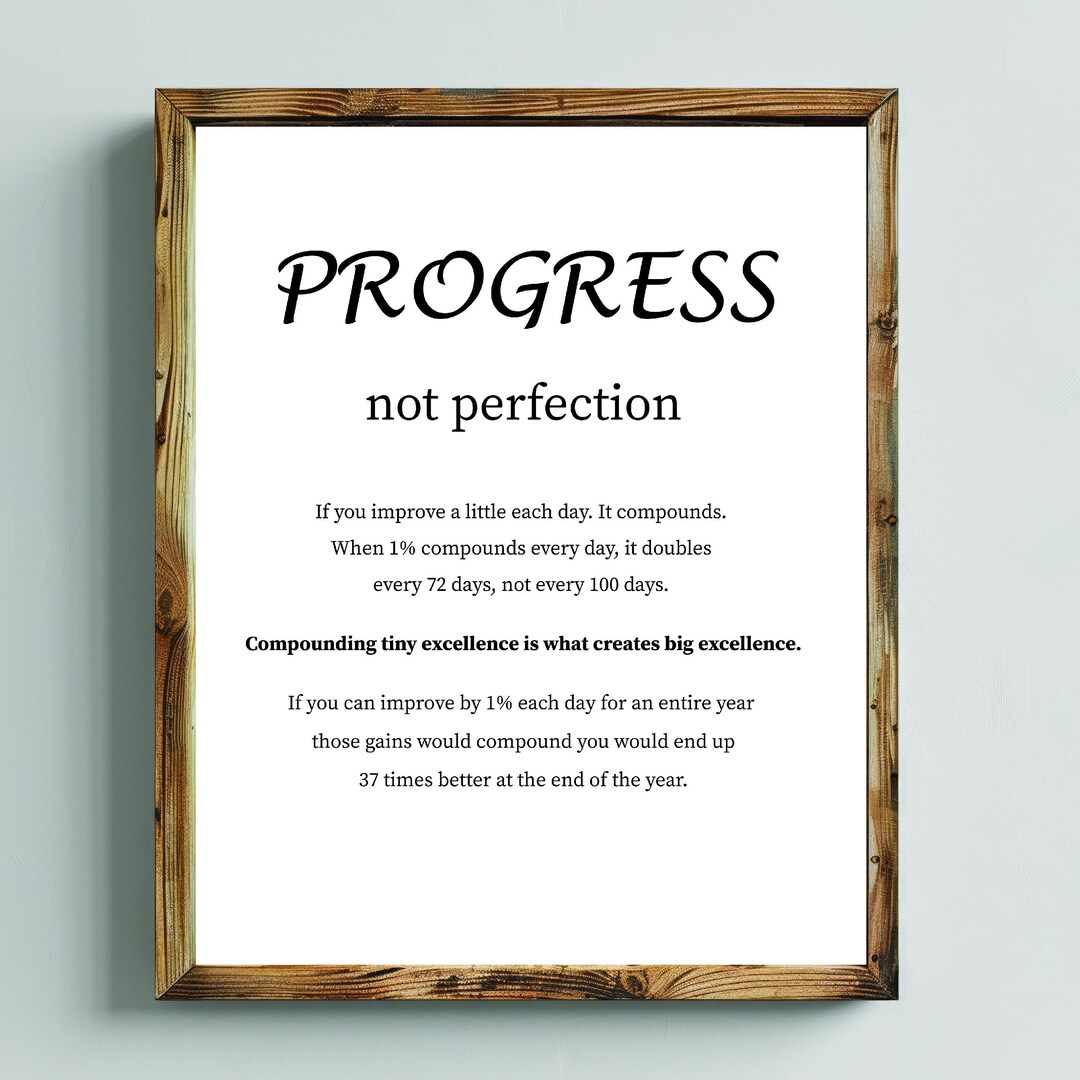 Printable Motivational Quote Progress Not Perfection. Wall Decor for ...