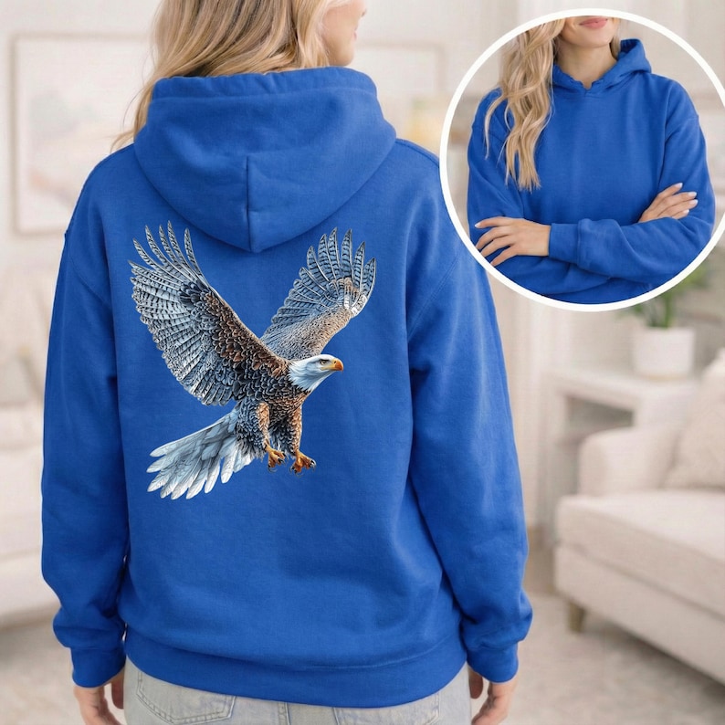 Soaring Bald Eagle Hoodie, Hooded Sweatshirt for Bird of Prey Lover ...