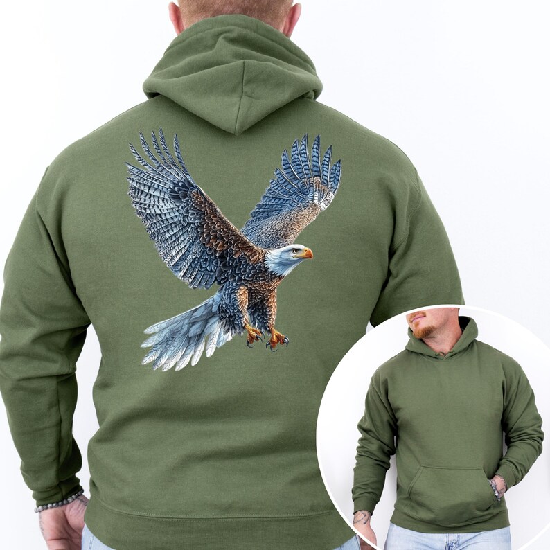 Soaring Bald Eagle Hoodie, Hooded Sweatshirt for Bird of Prey Lover ...