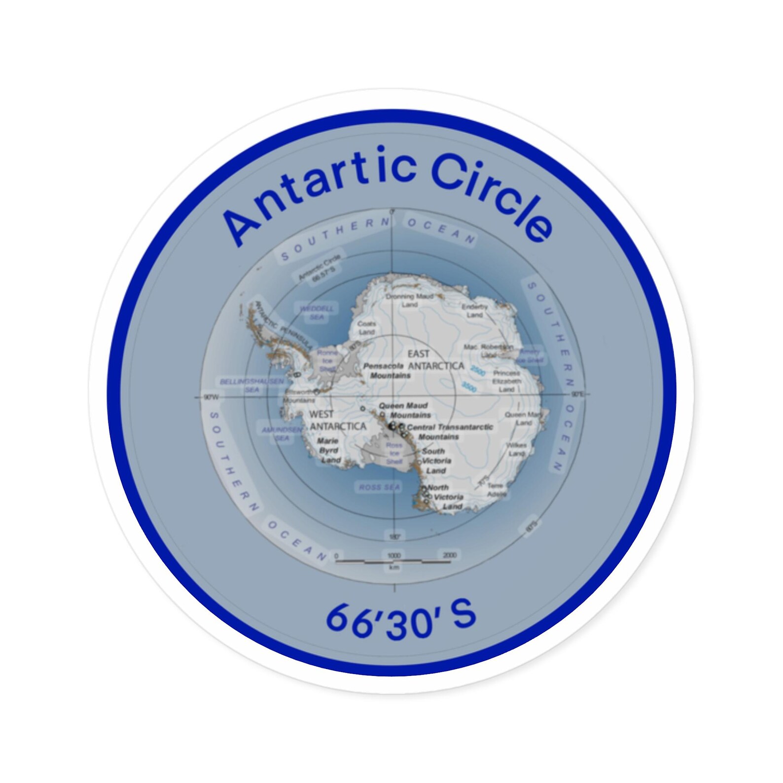 Antarctica Sticker: Antarctic Circle Map, Waterproof Vinyl - Etsy