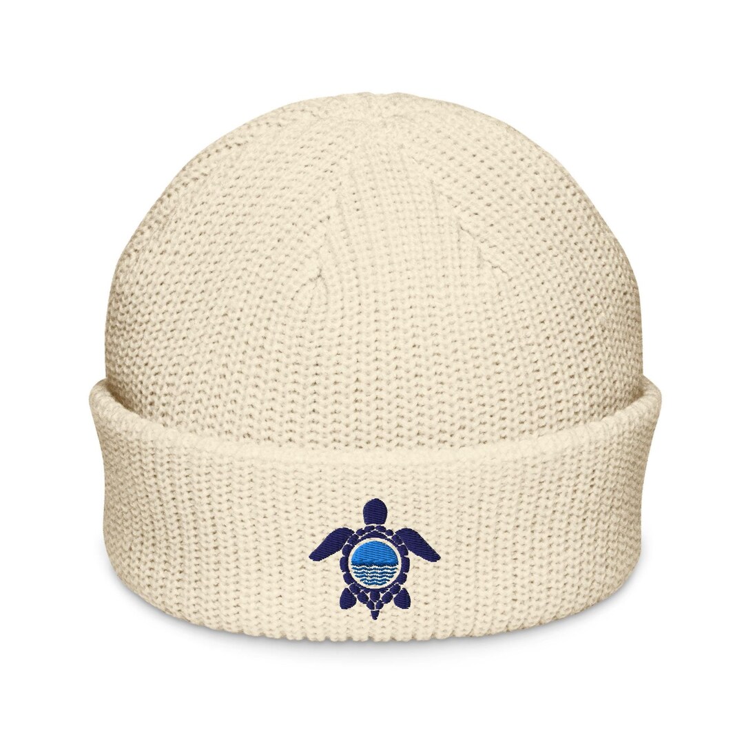 Sea Turtle and Ocean Waves Fisherman Beanie Ocean-inspired Winter Hat ...