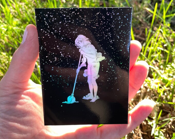 Holographic Vinyl Sticker 3x4 Head in the Clouds Cosmic Zen Art ...