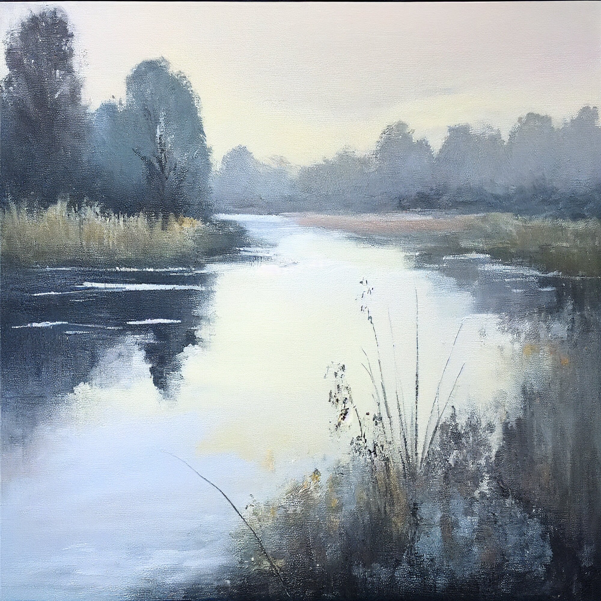 River Landscape Art Print, Marsh Meadow Painting (digital Download) - Etsy