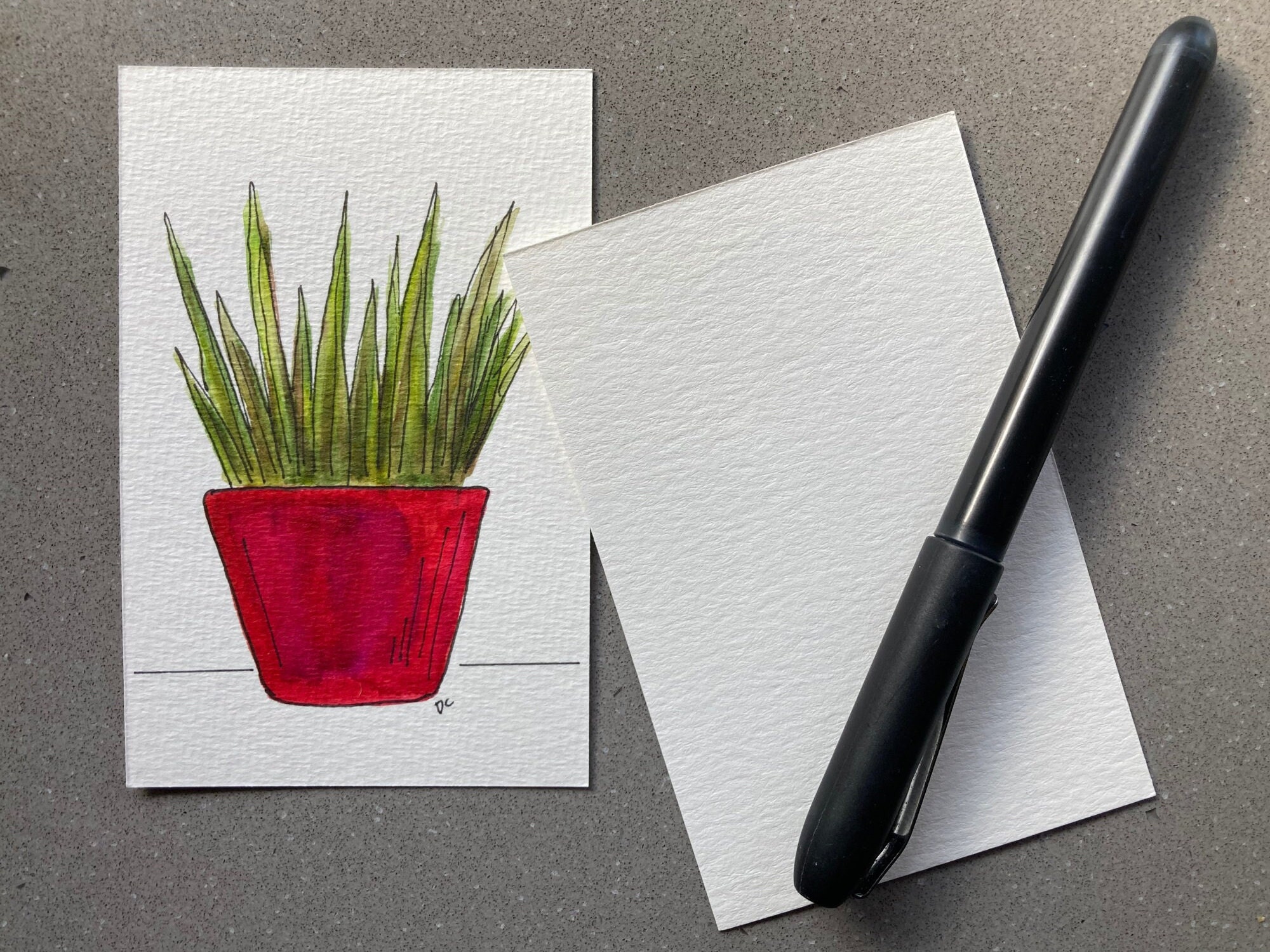 Small Stationery Notecards (set of 8) / Hand-painted / Cactus and ...