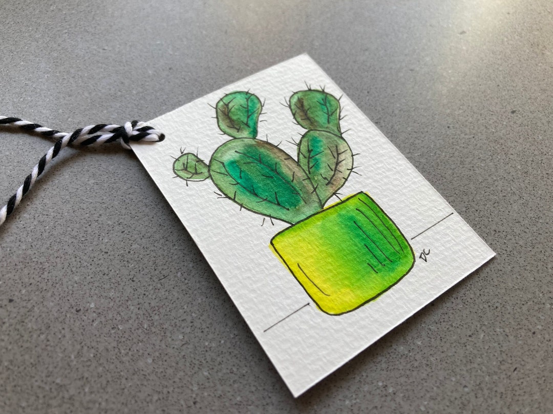 Gift Tags (set of 8) / Hand-painted / Cactus and Succulent Designs ...
