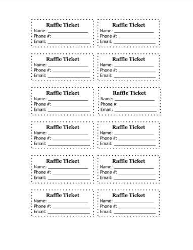 Printable Raffle Tickets (12 Tickets); Instant Download - Etsy