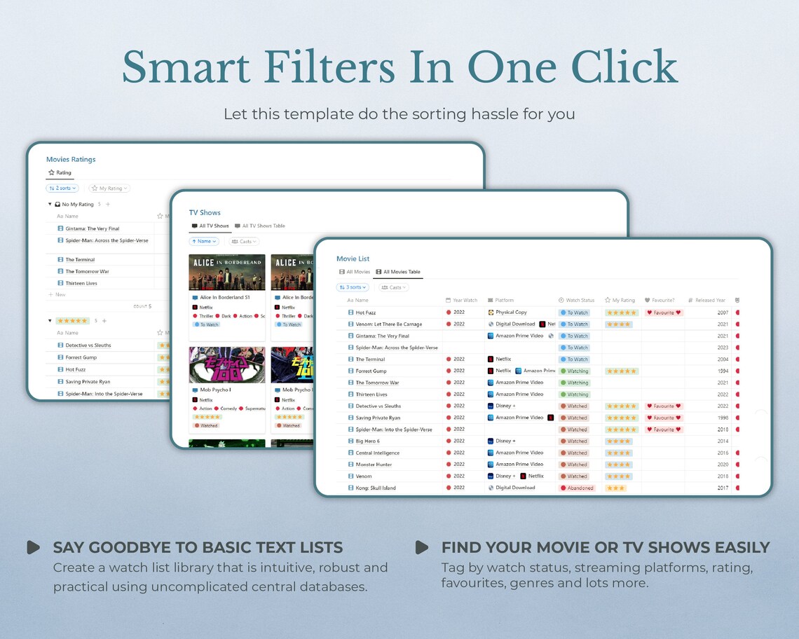 Movie TV Series Tracker Notion Template Movie Tracker, Series Watch ...