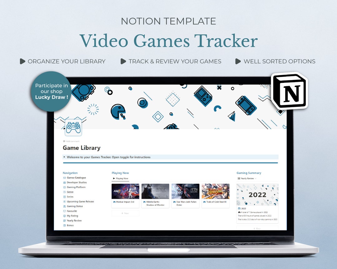 Game Tracker Notion Template Video Game Notebook Game - Etsy
