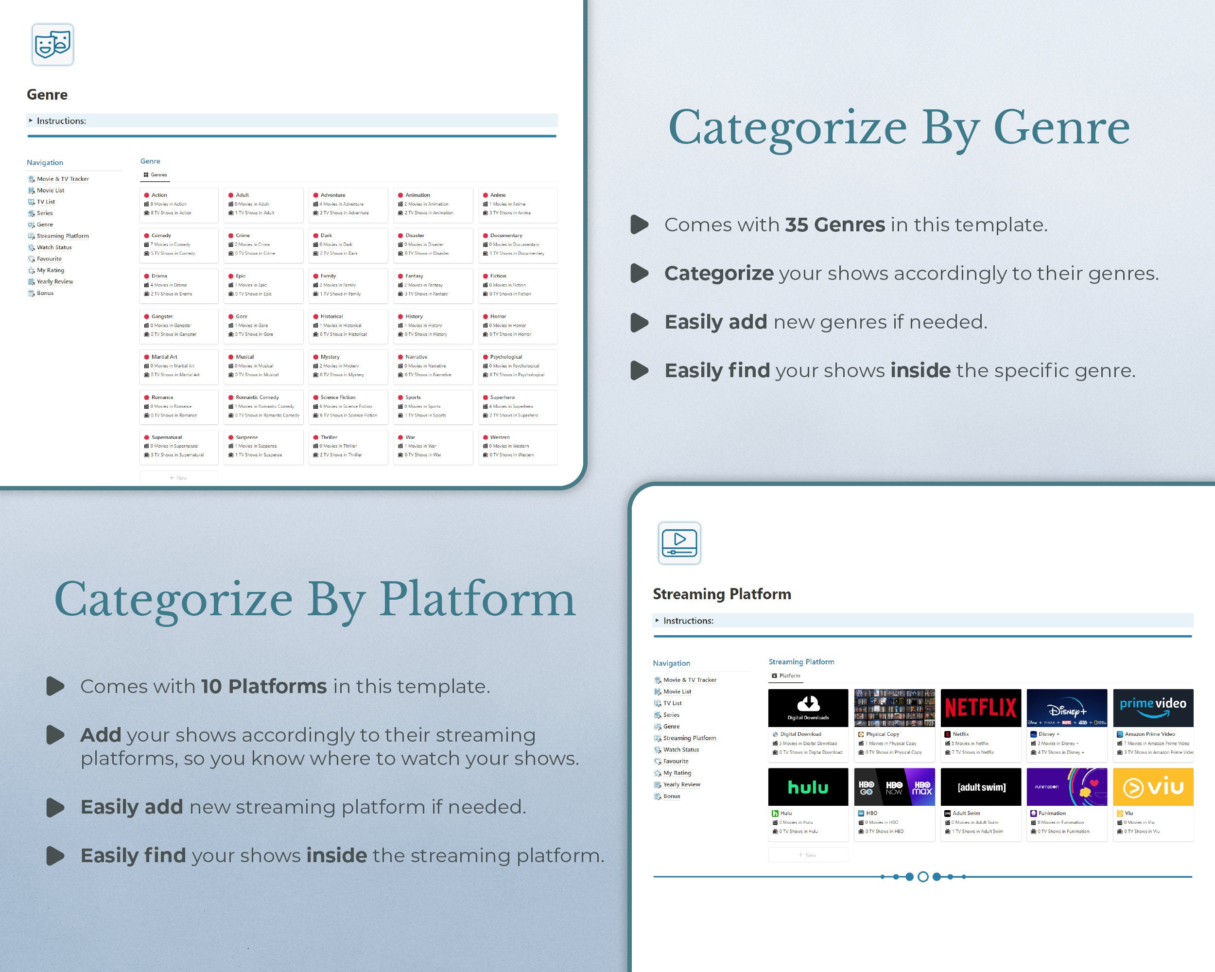 Movie TV Series Tracker Notion Template | Movie Tracker, Series Watch ...