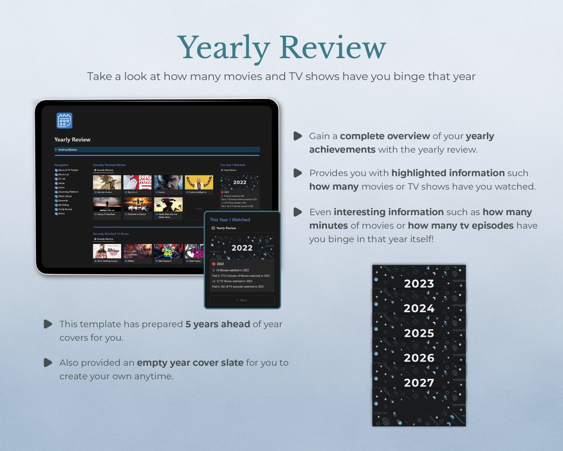 Movie TV Series Tracker Notion Template Dark, Movie Tracker, Series ...
