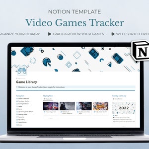 Game Tracker Notion Template | Video Game Notebook, Game Reviews, Play ...