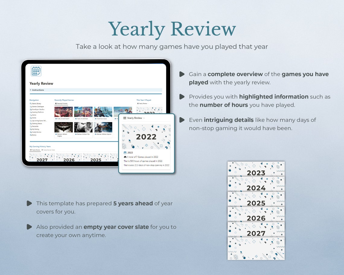Game Tracker Notion Template | Video Game Notebook, Game Reviews, Play ...