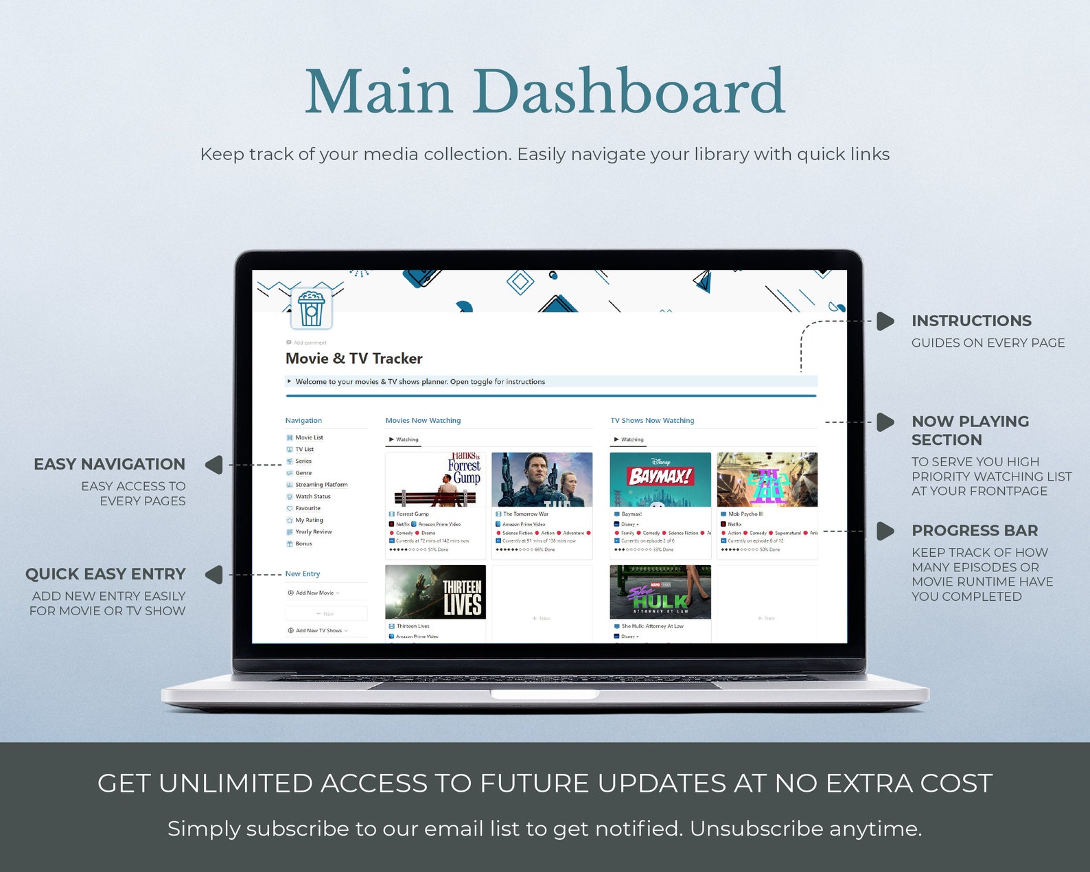 Movie TV Series Tracker Notion Template | Movie Tracker, Series Watch ...