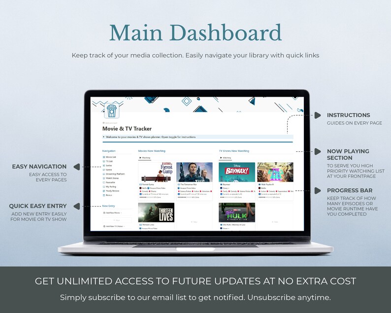 Movie TV Series Tracker Notion Template | Movie Tracker, Series Watch ...