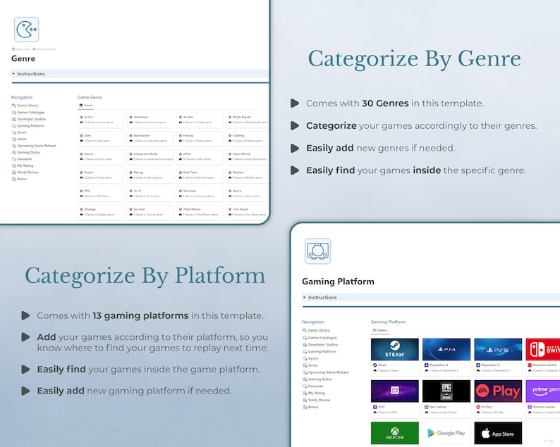 Game Tracker Notion Template | Video Game Notebook, Game Reviews, Play ...