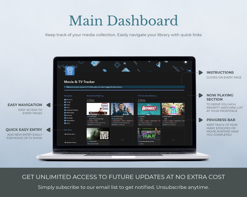 Movie TV Series Tracker Notion Template | Dark, Movie Tracker, Series ...