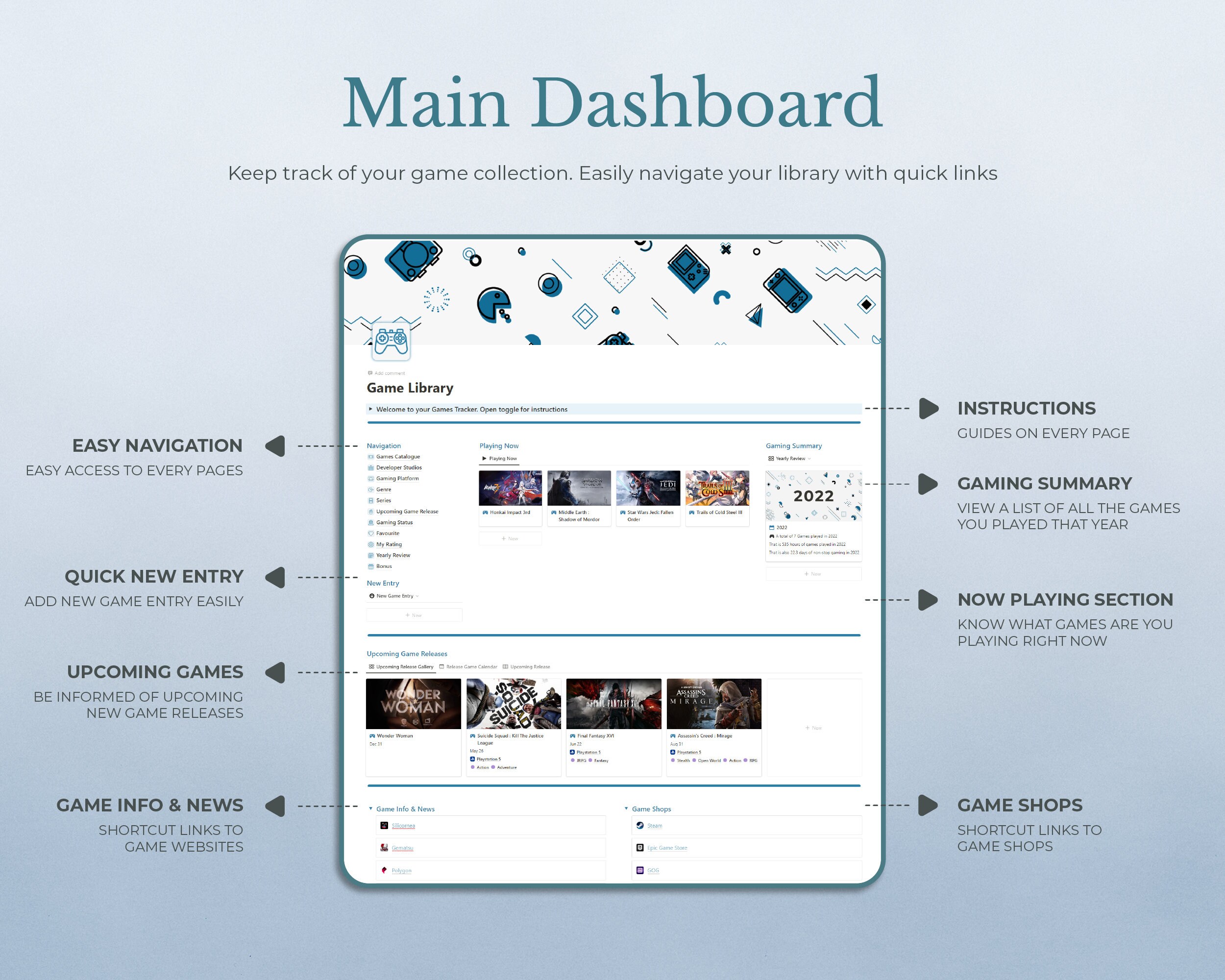 Game Tracker Notion Template Video Game Notebook (Instant Download) - Etsy