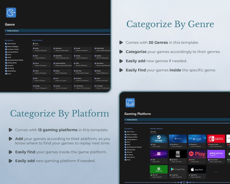 Game Tracker Notion Template | Dark View, Video Game Notebook, Game Reviews, Play Log, Library ...