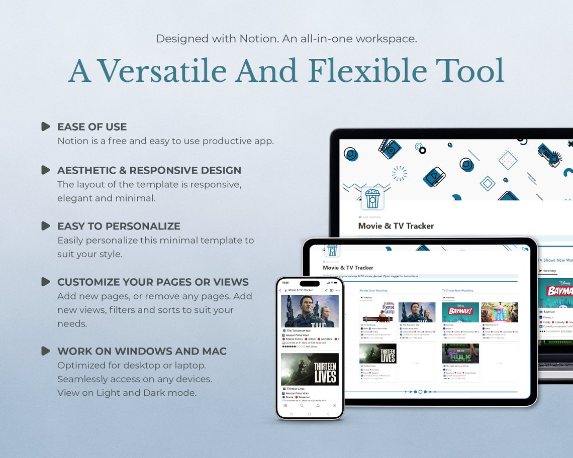 Movie TV Series Tracker Notion Template Movie Tracker, Series Watch ...