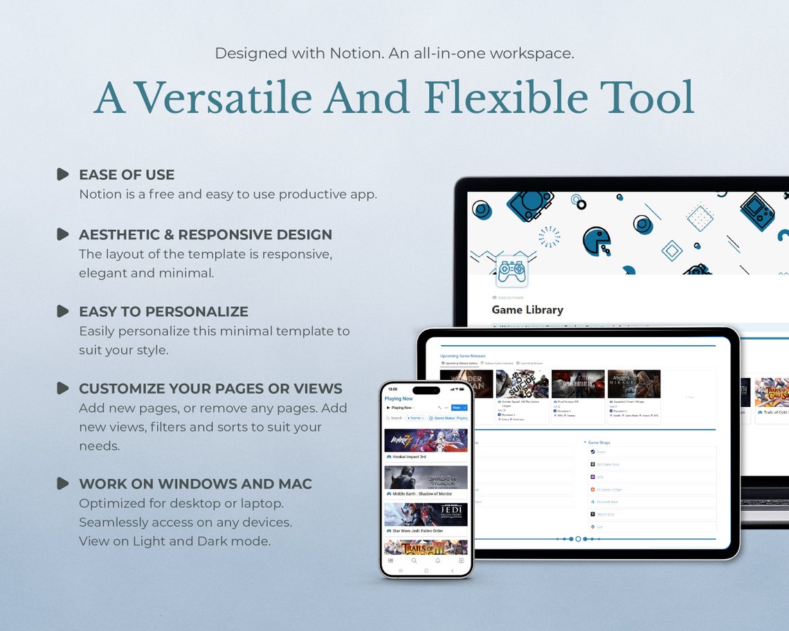 Game Tracker Notion Template Video Game Notebook (Instant Download) - Etsy