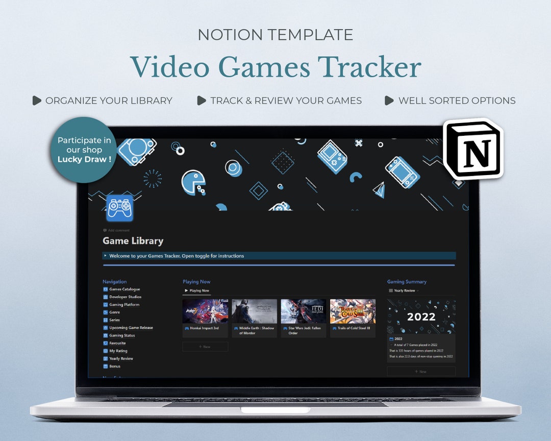 Game Tracker Notion Template Dark View Video Game Notebook - Etsy