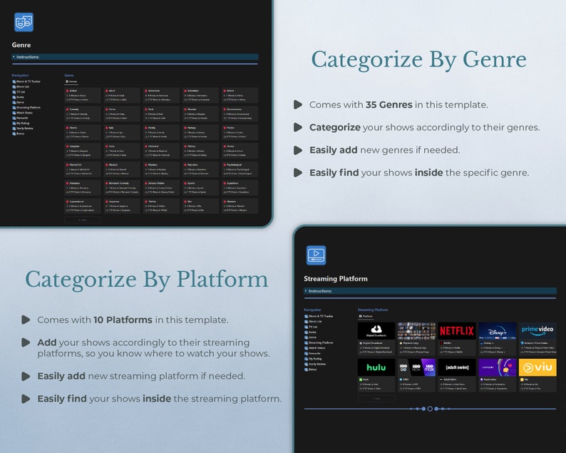Movie TV Series Tracker Notion Template | Dark, Movie Tracker, Series ...