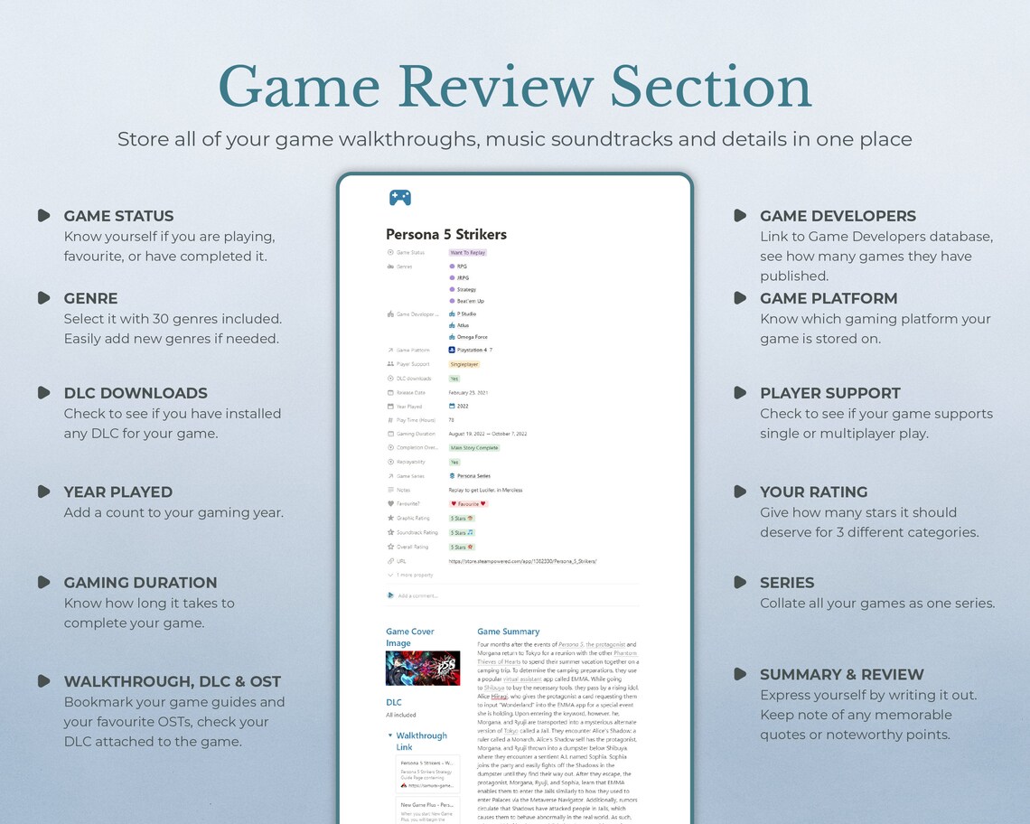Game Tracker Notion Template Video Game Notebook (Instant Download) - Etsy