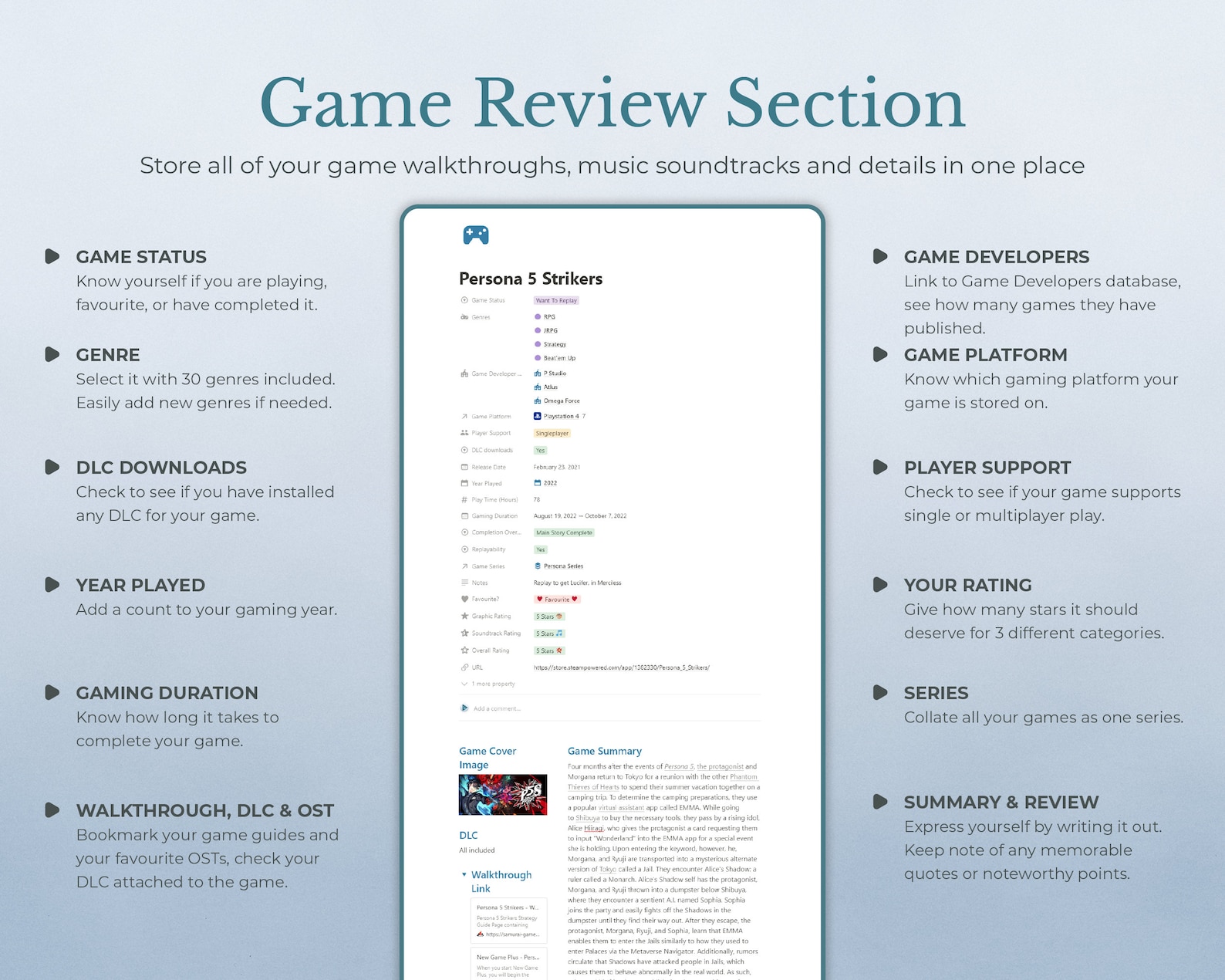 Game Tracker Notion Template Video Game Notebook (Instant Download) - Etsy