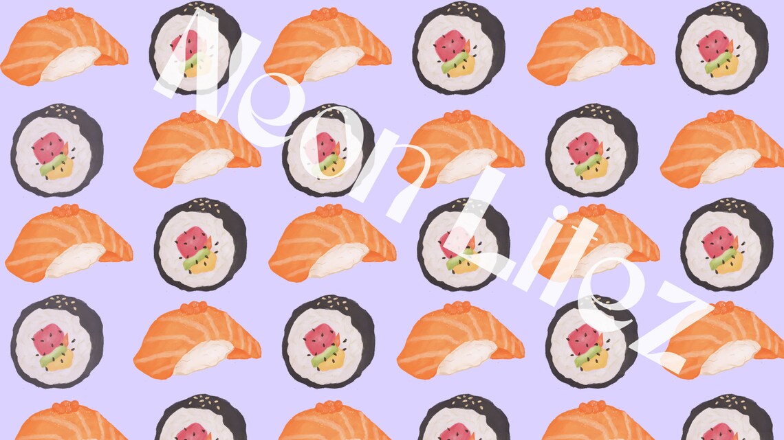 Cute Sushi Digital Desktop Wallpaper-computer/pc/macbook/laptop/windows ...