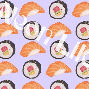 Cute Sushi Digital Desktop Wallpaper-computer/pc/macbook/laptop/windows ...