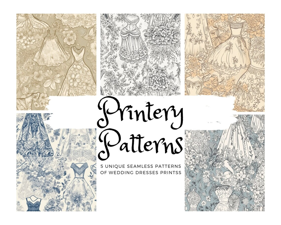 Digital Download Seamless Patterns, Printable, High Resolution, WEDDING ...