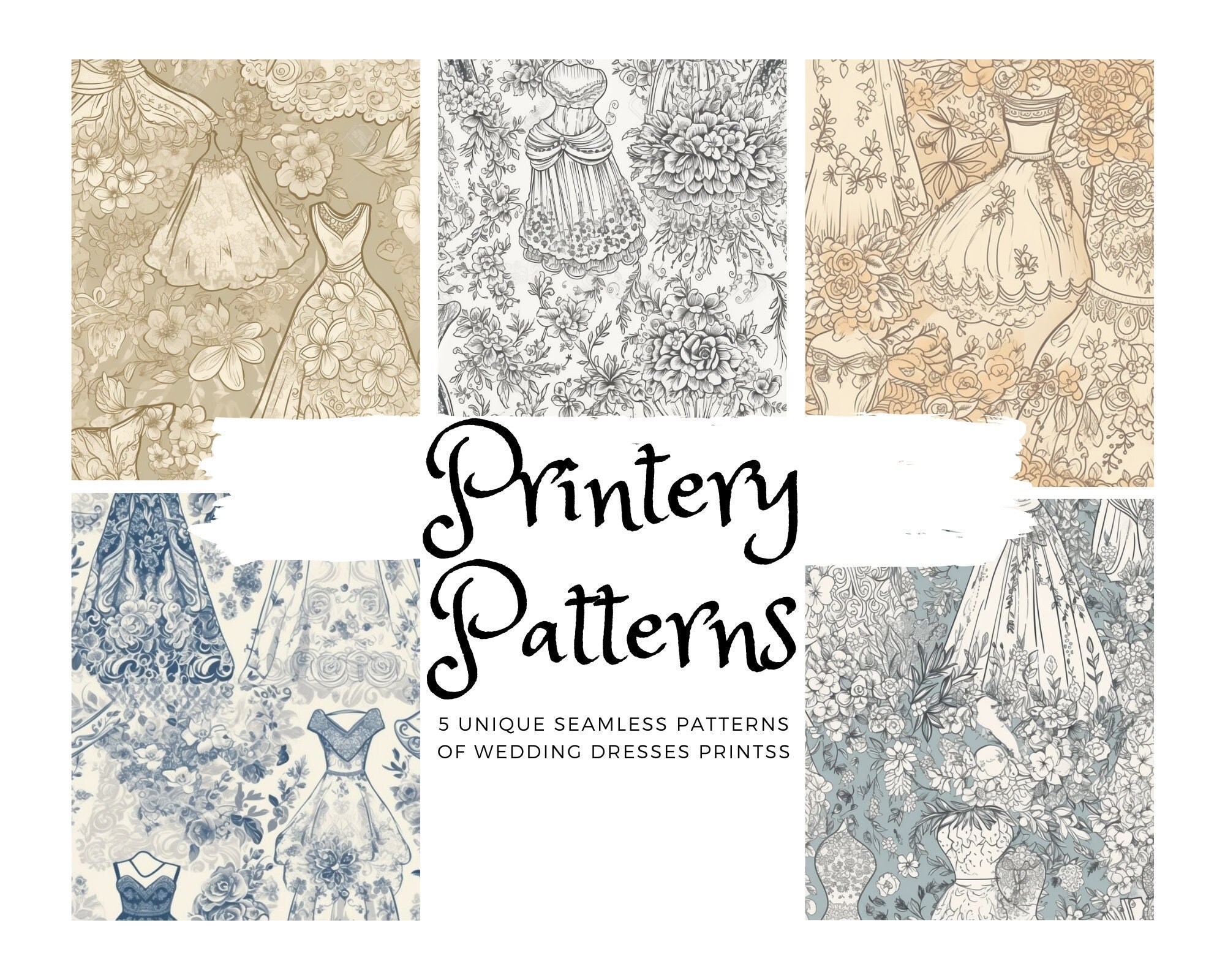 Digital Download Seamless Patterns, Printable, High Resolution, WEDDING ...